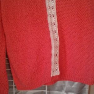 Architect | Tops | Architect Orange And White Lace Sweater | Poshmark